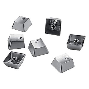 Qupei Metal Keycaps OEM(WASD Keys) FPS/MOBA for 60%/87/104/108 for MX Switches Mechanical Keyboard, Ultra-Thin FPS & MOBA Gaming Keyboard Caps for Cherry Mx Switch (Silver)