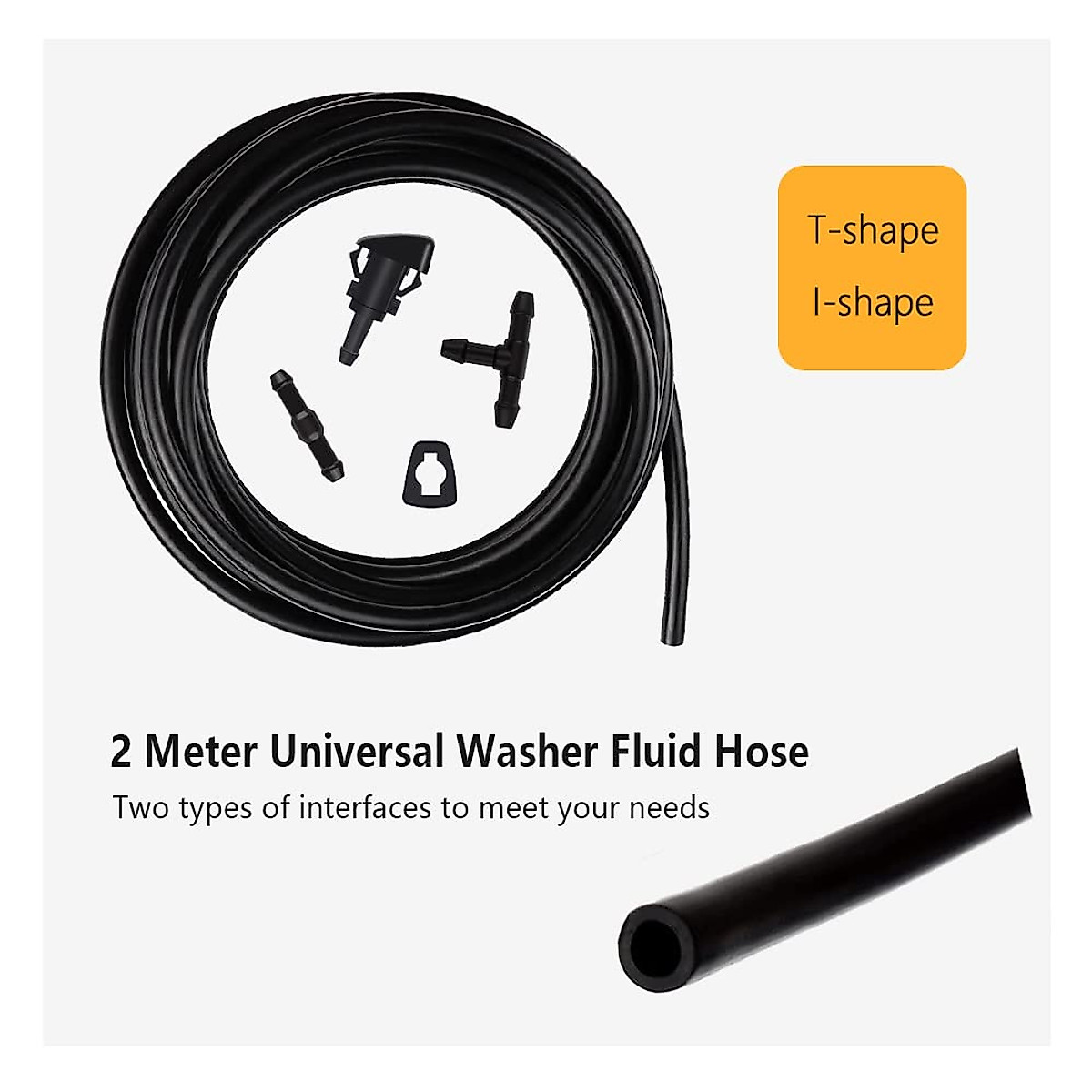 Windshield Washer Hose Repair Kit(2M Hose +2 Connectors +2 Windshield Washer Nozzle+2 Gaskets),OEM: #5113049AA 4805742AB 5160308AA 5116079AA (Hose Kits)