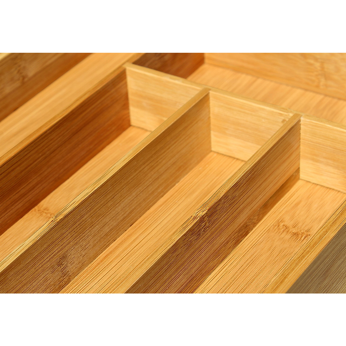 Royal Brands Bamboo Utensil Drawer Organizer Tray, Bamboo Cutlery Drawer Organizer Tray, (14.25" x 10.25" x 2")