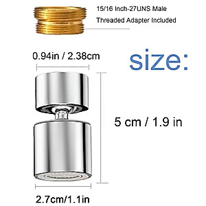 2 Pcs Faucet Aerator, Swivel Kitchen Sink Faucet Aerator, 50° Angle Twist, Dual-function 2-Flow Sprayer Faucet Head, Sink Attachement, Faucet Replacement Part 55/64'' Female Thread, Chrome