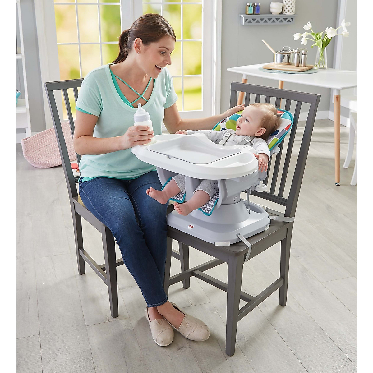 Fisher-Price SpaceSaver High Chair, Blue/Green