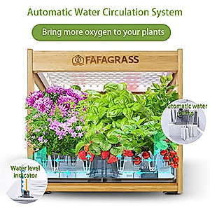 FAFAGRASS Indoor Garden Hydroponic Growing System, 12 Pods Herb Garden with Grow Light Self Watering System Cycle Timing Natural Bamboo Garden Planter Grower Harvest Vegetable Lettuce