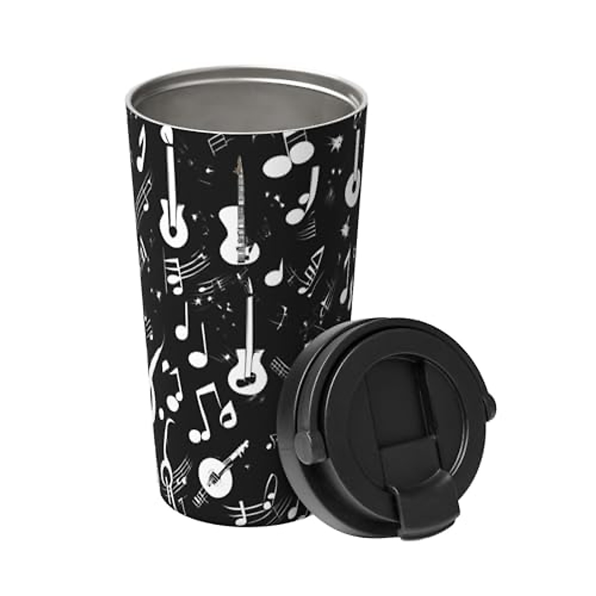 WANGZHAO Music Symbols Love Print Double Wall Stainless Steel Vacuum Insulated Tumbler Cup Home Thermal Cup