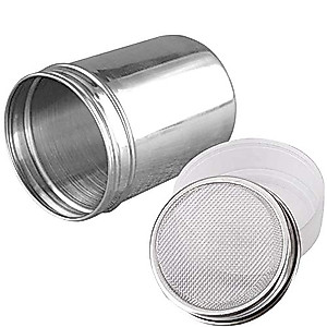 Onwon Powder Sugar Shaker with Lid - Stainless Steel Fine Mesh Shaker Cinnamon Icing Sugar Powder Cocoa Flour Chocolate Coffee Sifter Sprinkler Dredgers for Coffee Cappuccino Latte