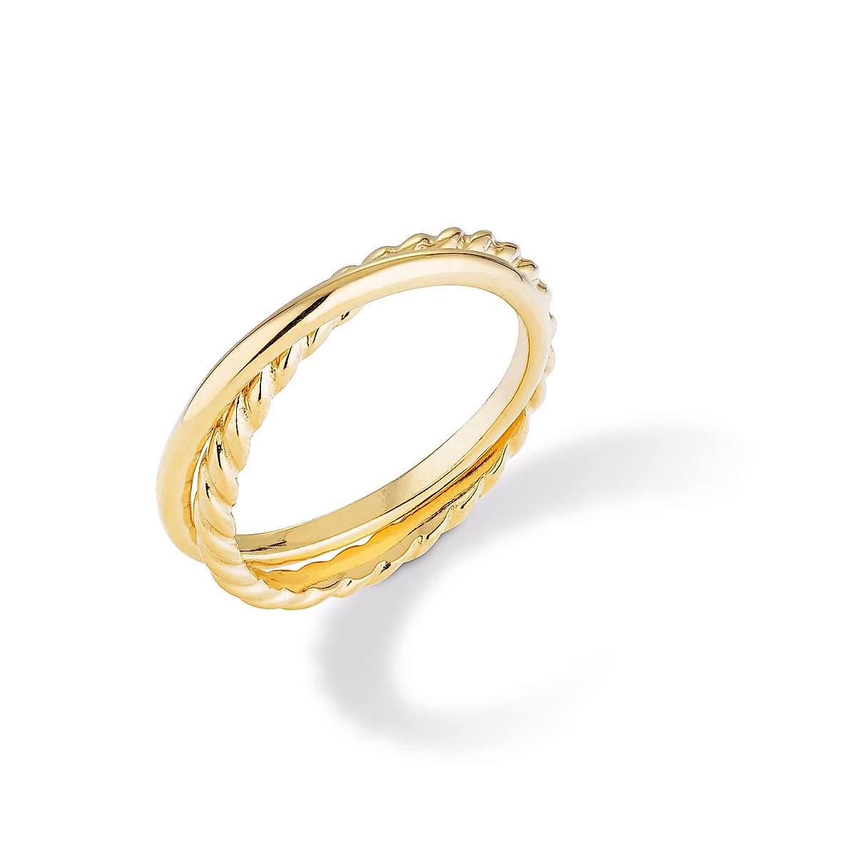 Miabella 925 Sterling Silver or 18Kt Yellow Gold Over Silver Rope and High Polished Band Interlocked Rolling Ring for Women Made in Italy (yellow-gold-plated-silver, 9)