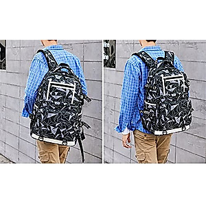 Gin-back Lightweight Cristiano Ronaldo Daily Bookbag CR7 Daypack with USB Charging-Durable Travel Knapsack for Teens