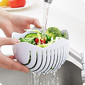 Quick Salad Maker Chopper Salad Cutter Bowl Swiftly Dice Fruits & Vegetables, BPA-Free Healthy Meals and Salads in Minutes Multi-functional (White)