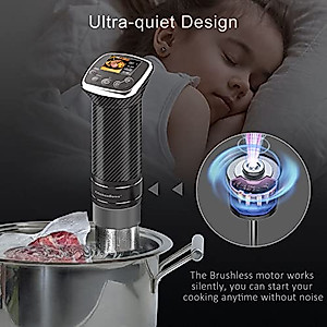 KitchenBoss Sous Vide Cooker Machine: Ultra Quiet 1100 Watts Accurate Cooker with Color LCD Recipes IPX7 Waterproof Immersion Circulator Cooking Machine Include Cookbook, Carbon Fiber Pattern