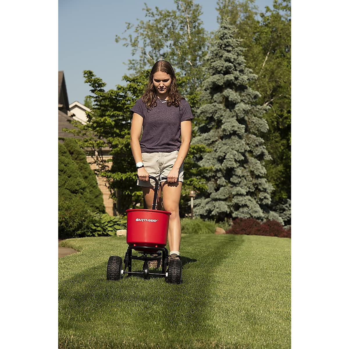 EarthWay 2600A-Plus 40 LB (18 KG) Walk-Behind Broadcast Fertilizer Spreader, Garden Seeder, Salt Spreader with 9 inch Pneumatic Tires, Made in America