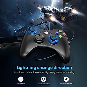 YAEYE Wired Controller for Xbox 360, Game Controller for 360 with Dual-Vibration Turbo Compatible with Xbox 360/360 Slim and PC Windows 7,8,10,11