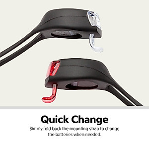 Schwinn LED Quick Wrap Bike Lights Set, Battery Powered Front Headlight and Rear/Back Tail Lights, Tool-Free Stretch-and-Hook Strap, 11 Lumen Wrap Light Set, Black