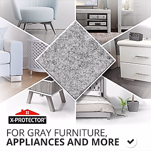 X-Protector Felt Furniture Pads 3 PCS - (1) 47" x 4" + (2) 47" х 0.8" - Grey Felt Tape - Multi-Purpose Felt Strips with Adhesive Backing - Premium Felt Roll - Sticky Felt for Surface Protection & DIY