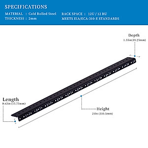 RackPath 12U Vertical Server Rack Rail Pair Kit, DIY Rack Build, 12-24 Screws x48