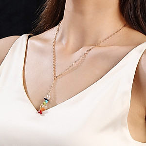 AURA 7 Chakra Bracelet and 7 Chakra Necklace Set - Adjustable Crystals and Healing Stones Bracelets and Necklaces - Natural Spiritual Jewelry for Women, Yoga Meditation Beads, Balancing Energy, Gifts