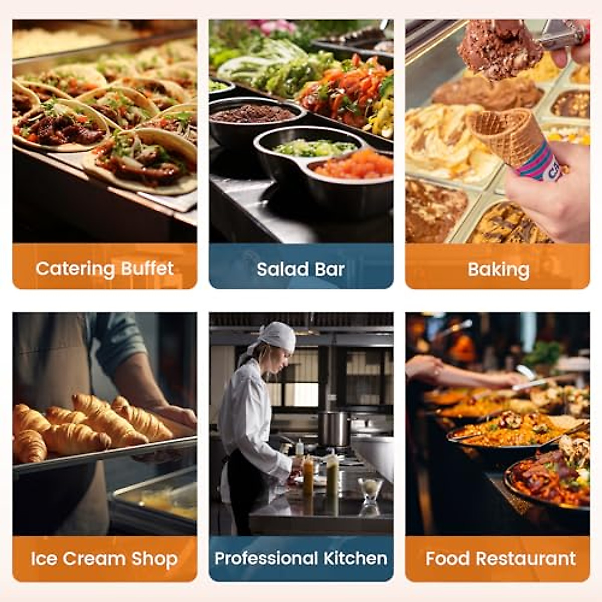 Aplancee Steam Pan 1/3 Size x 2.5 Inch Deep 6 Pack Stainless Steel Anti-Jamming Food Cooking Pan (More Sizes & Lid Options)