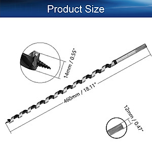 Auniwaig Auger Drill Bit Wood Hex Shank 14mm Cutting Dia High Carbon Steel for Electric Bench Drill Woodworkingpentry