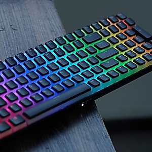 RK ROYAL KLUDGE 112 Double Shot PBT Pudding Keycaps, OEM Profile ANSI ISO Layout Keycap Set with Translucent Layer for Mechanical Keyboard, Black