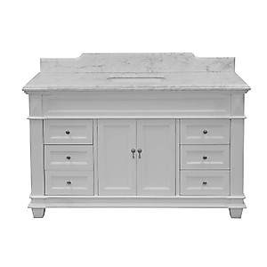 Kitchen Bath Collection Elizabeth 60-inch Single Bathroom Vanity (Carrara/White): Includes White Cabinet with Authentic Italian Carrara Marble Countertop and White Ceramic Sink