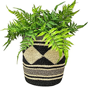 Basket planter, Round woven Basket 9&quot; x 9&quot; Ideal for Plant Pot cover, small storage, Rustic brown décor, woven basket for indoor plants