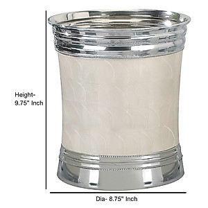 nu steel Fantasy Collection Wastebasket Small Round Vintage Trash Can for Bathroom, Bedroom, Dorm, College, Office, 8" x 10" x 8.8", Chrome Finish with Mother of Pearl Enamel., Under 5 Gallons (Fantasy/FA8H)