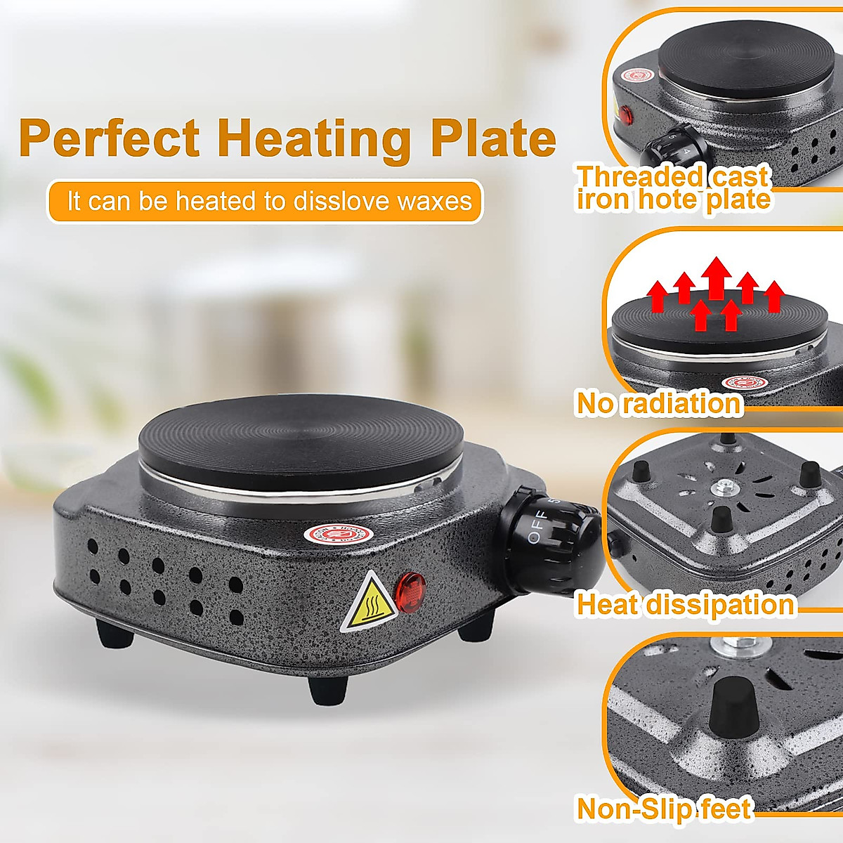 BBAXI Candle Making Pouring Pot with Electric Hot Plate for Melting Wax, Candle Wax Melting Pot with Heat-Resistant Handle and Long Stain Spoon, Candle Making Kit for Adults Beginners