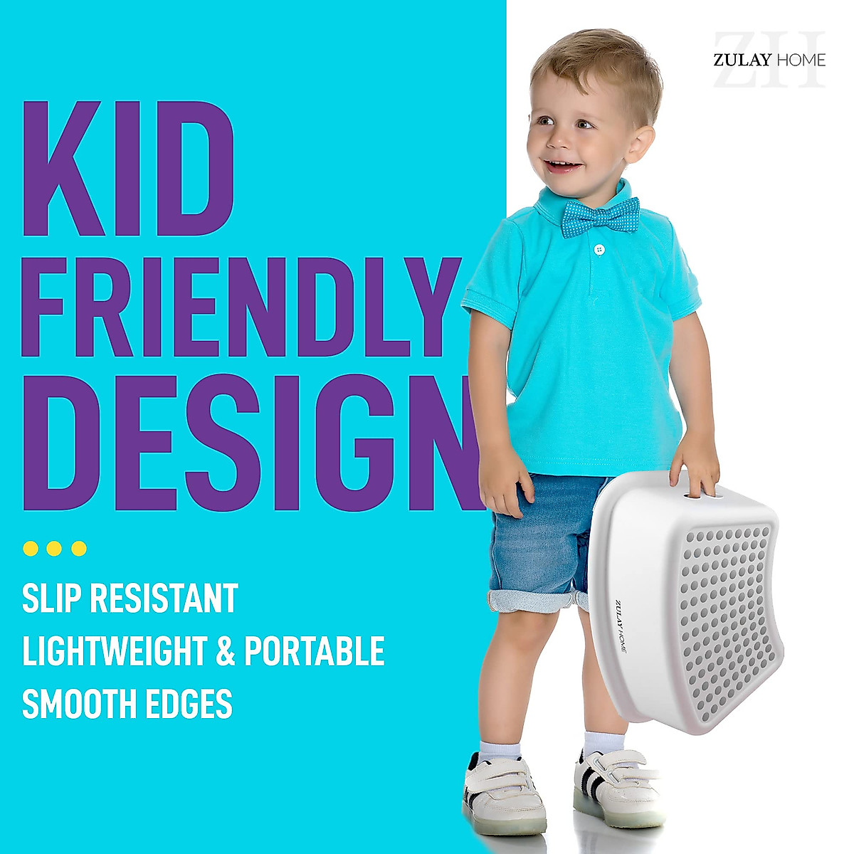 Zulay Home , Bathroom Sink with Anti-Slip Surface & Base - Kids step stool for Toddlers Potty Training, Kitchen, Living Room, Bedroom, Toy Room (Gray)