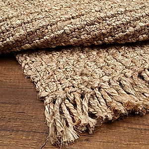 Hausattire Hand Woven Jute Rug, 2'x3' - Natural, Reversible Farmhouse Accent Rugs for Living Room, Kitchen, Bedroom - 24x36 Inches