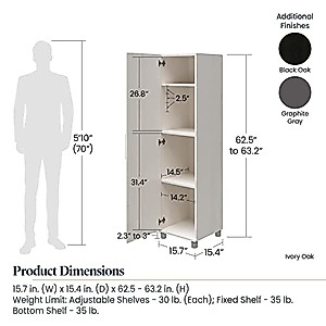 SystemBuild Camberly 60" Tall Storage Cabinet, Ivory Oak