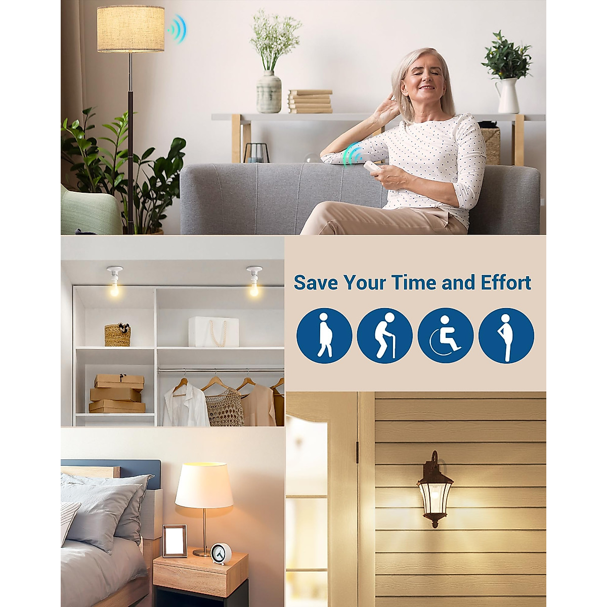 DEWENWILS Remote Control Light Socket with Dimmer, Wireless Light Switch, Dimmable Remote Light Bulbs Socket Switch, 100FT, E26 E27 Base with Controller, No Wiring, for Closet, Basement, ETL Listed