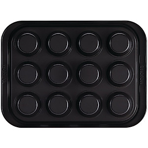 Anolon Allure Nonstick 12-Cup Muffin Tin / Nonstick 12-Cup Cupcake Tin - 12 Cup, Onyx/Pewter