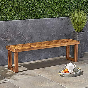 Christopher Knight Home Kemp Outdoor Acacia Wood Bench, Sandblast Natural Finish