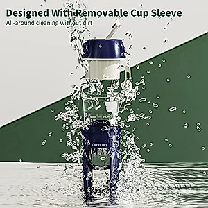 GREECHO Portable Blender, One-handed Drinking Mini Blender for Shakes and Smoothies, 12 oz Personal Blender with Rechargeable USB, Made with BPA-Free Material Portable Juicer, Space Blue