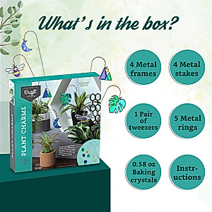 Craft Crush Plant Charms Kit – Makes 4 Suncatcher Charms for Plants – Metal Garden Stakes & Decorative Ornaments for Plant Lovers, Gift, Home Decor, Teens & Adults - DIY Art & Craft Kit - Ages 13+