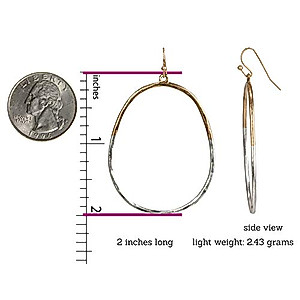 SPUNKYsoul Oval Hoop 2 toned Earrings for Women (Gold/Silver)