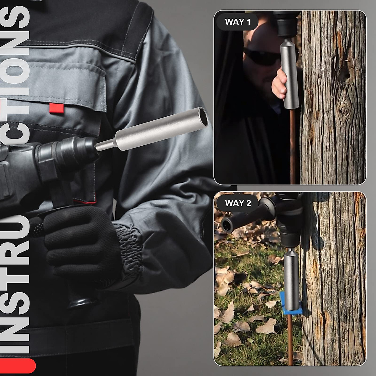 CPROSP SDS Plus Ground Rod Driver (for 3/4" or 5/8" Rods) - 6.6'' Lengh