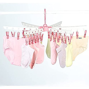 Radefaun Clip and Drip Hanger with 36 Clips Plastic Swivel Hook Portable Folding Drying Rack Baby Clothes Hanger Foldable Travel Accessories for Socks Bras Lingerie Towels Underwear Gloves Pink
