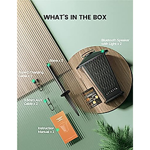 Bluetooth Speaker, 80W Outdoor Waterproof Wireless Speaker with Punchy Bass & Beat-Driven Lights Show, Multi-Sync up to 100 Speakers, Big Loud Surround Stereo Sound System for Party/Pool/Patio, 2 Pack