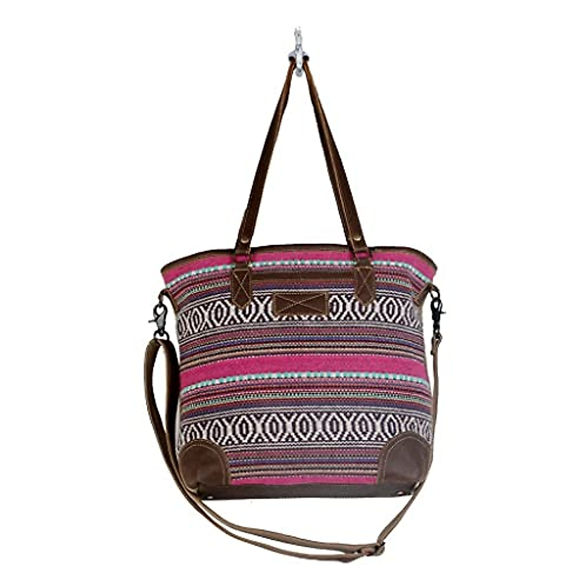 Myra Bag Exuberant Spirit Shoulder Bag Upcycled Cotton & Leather S-2816