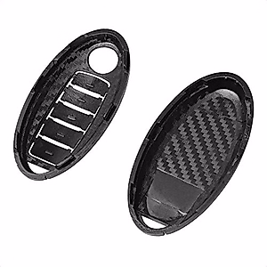 TANGSEN Smart Key Fob Case 3D Carbon Fiber ABS Plastic Emboss Cover for INFINITI JX35 Q50 Q60 QX56 QX60 QX80 for NISSAN ALTIMA ARMADA MAXIMA MURANO PATHFINDER ROGUE 5 Button Keyless Entry Remote