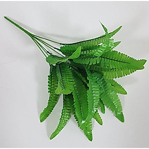 Leoyoubei 4 Bunches 14" Ferns Artificial Boston Fern Bush Plant,Faux Plant Shrubs Greenery Bushes Indoor Outside,Hanging Basket Planter Decor for Home Garden Office Verandah Wedding Decor
