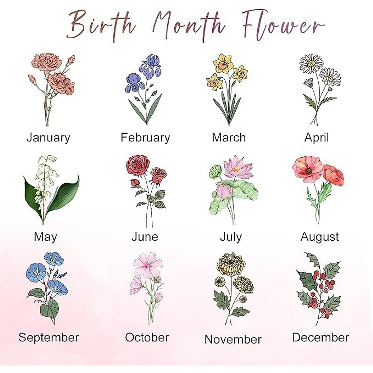 XJoyBloush Personalized Birth Flower 40 OZ Tumbler with Handle and Straw,Custom Insulated Tumbler with Name Stainless Steel 40OZ Cups Travel Coffee Mug Gifts for Women