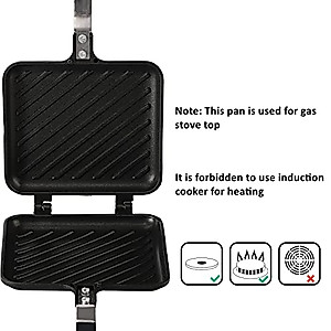 ZOOFOX Sandwich Maker, Non-stick Grilled Sandwich and Panini Maker Pan with Handle, Stovetop Toasted Sandwich Maker Aluminum Flip Pan for Home Kitchen