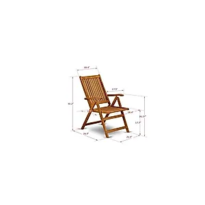 East West Furniture BSCN9NC5N Beasley 9 Piece Patio Bistro Dining Furniture Set Includes an Oval Outdoor Acacia Wood Table and 8 Folding Adjustable Arm Chairs, 36x78 Inch, Natural Oil