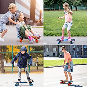 ChromeWheels Skateboards 22 inch Complete Skateboard Deck Mini Cruiser for Kids Boys Girls Youths Beginners, Fire