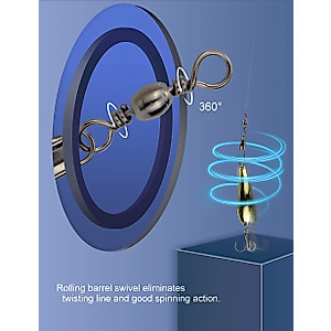 Beoccudo 210pcs Barrel Swivels with Snaps, Fishing Swivels Saltwater Freshwater Snap Connector