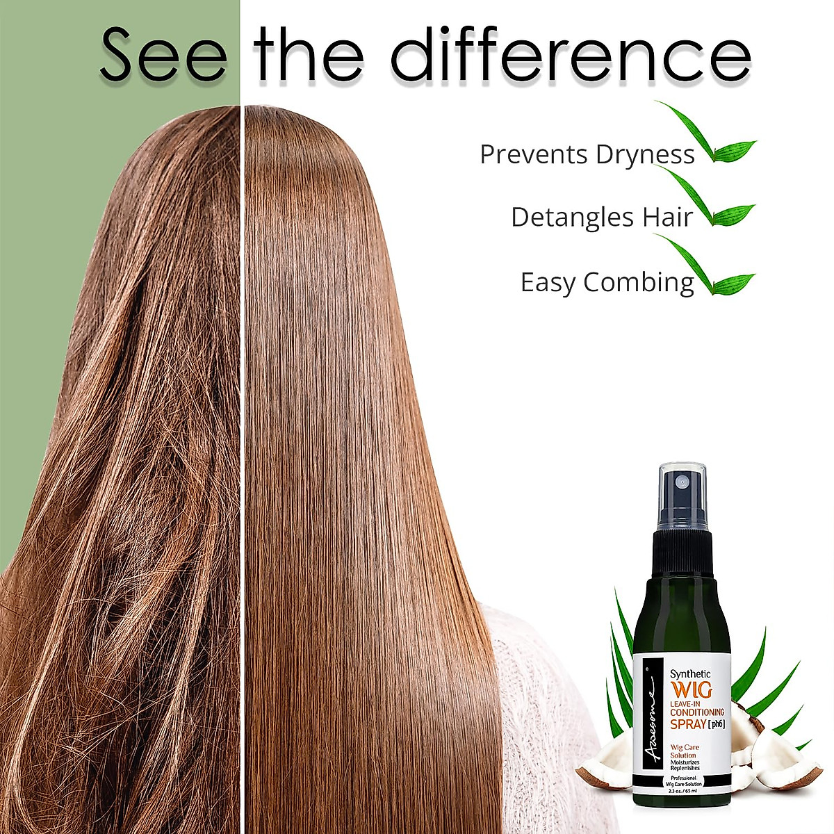 Awesome Synthetic Wig Leave in Conditioner Spray, pH6, Moisturizes Synthetic Wigs, Travel size 2.3 fl oz