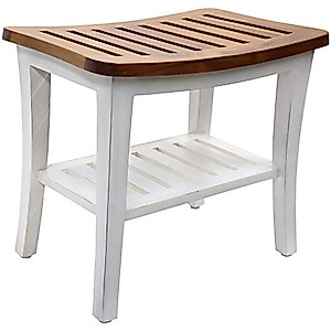 W. C. Redmon co. Farmhouse Teak Shower Bench, Large, White