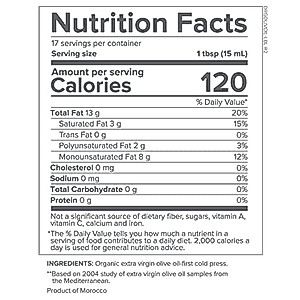 Gundry MD® Organic Extra Virgin First Cold Press Moroccan Polyphenol Rich Olive Oil (Olive Oil)