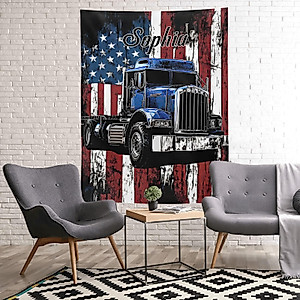 XOZOTY Trucker American Flag Personalized Blanket Nursery Swaddling Blankets for Gilrs Boys Kids Newborns Baby Shower Pet Gift 30 x 40 Inch