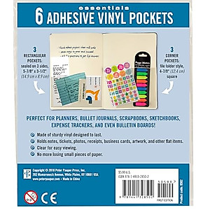 Adhesive Vinyl Pockets for Bullet Journals (set of 6 stick-on pockets)